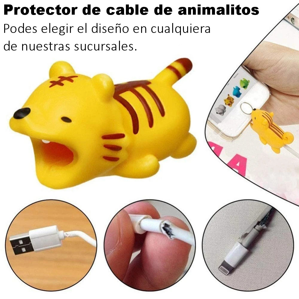 PROTECTOR DE CABLES DE CELULAR TIPO ANIMALITOS MICRO-USB IPHONE USB-C ...