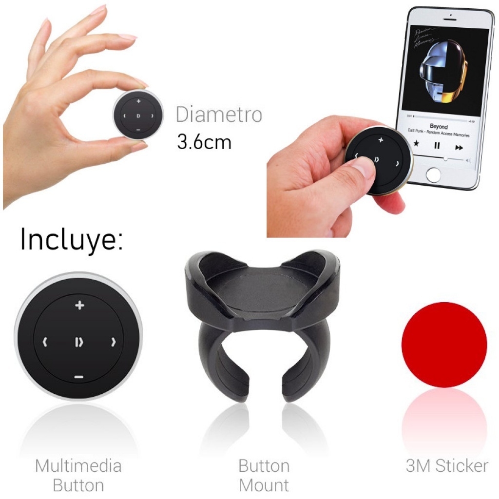 BOTON BLUETOOTH CONTROL DE MUSICA EN CELULAR PARA AUTO MOTO BICICLETA ...
