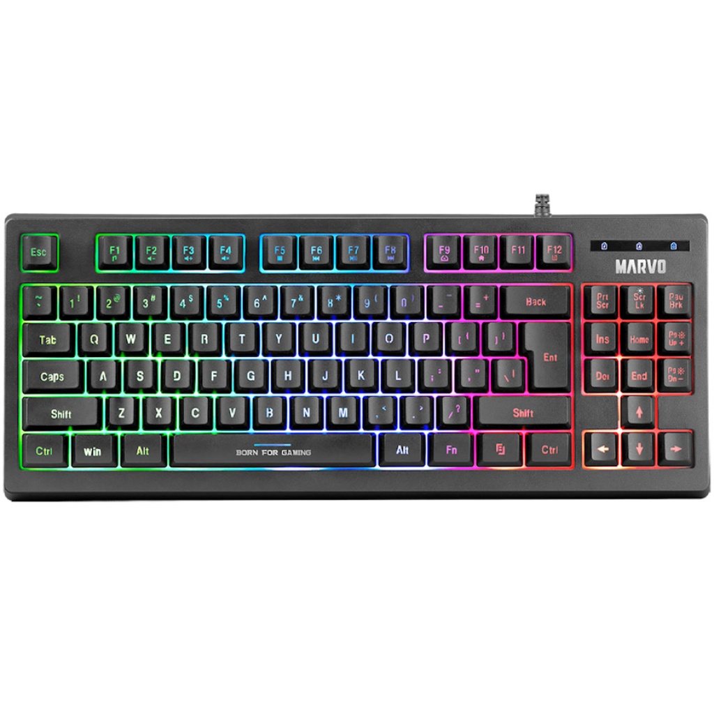 TECLADO MEMBRANA GAMER EN ESPAÑOL MARVO GAMING K607 LUCES LED RGB ...